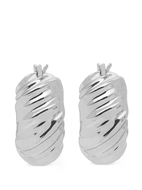 YOJ Kola Ribbed Hoop Earrings - Silver