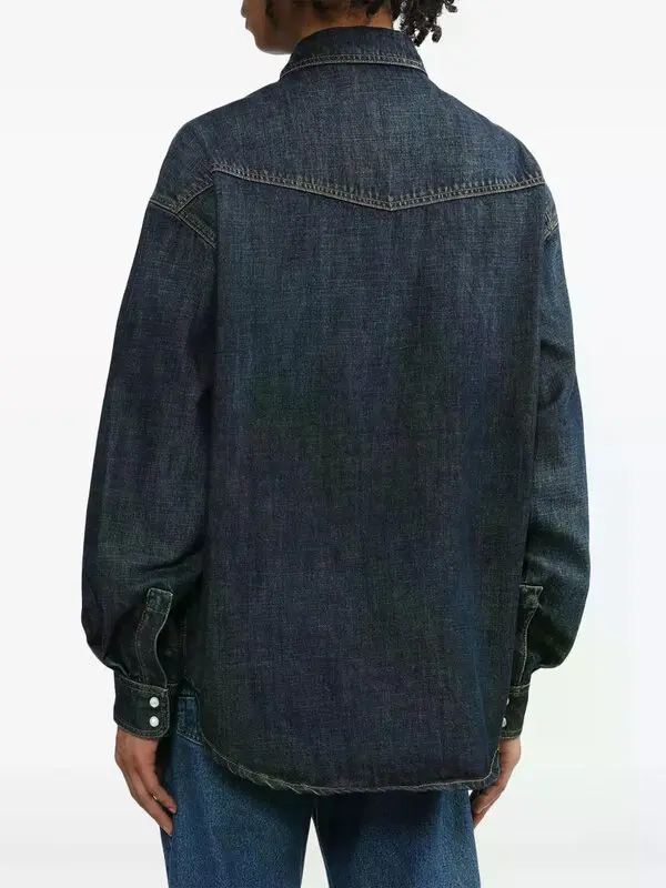 Palm Angels Logo-embroidered Denim Shirt