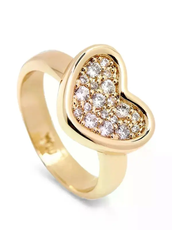 YOJ Loff Heart Crystal-embellished Rings - Gold