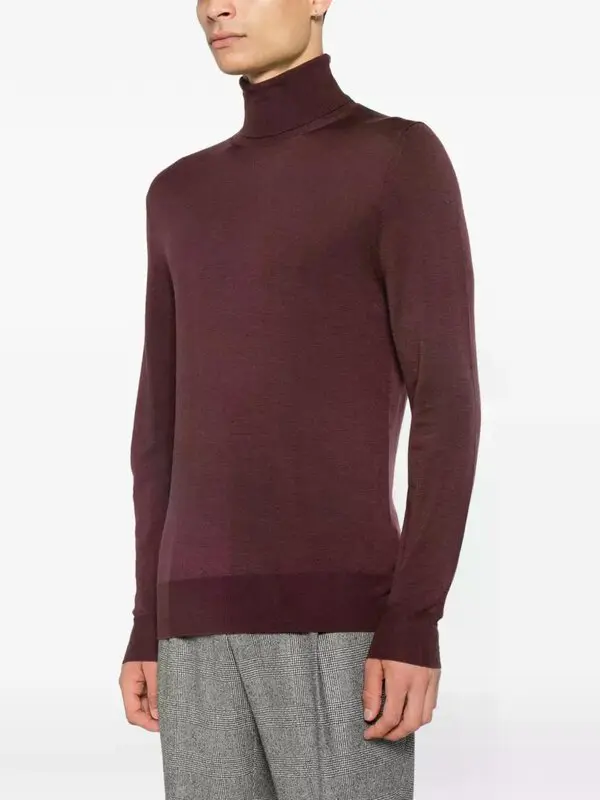Canali Roll-neck Long-sleeve Sweater - Red