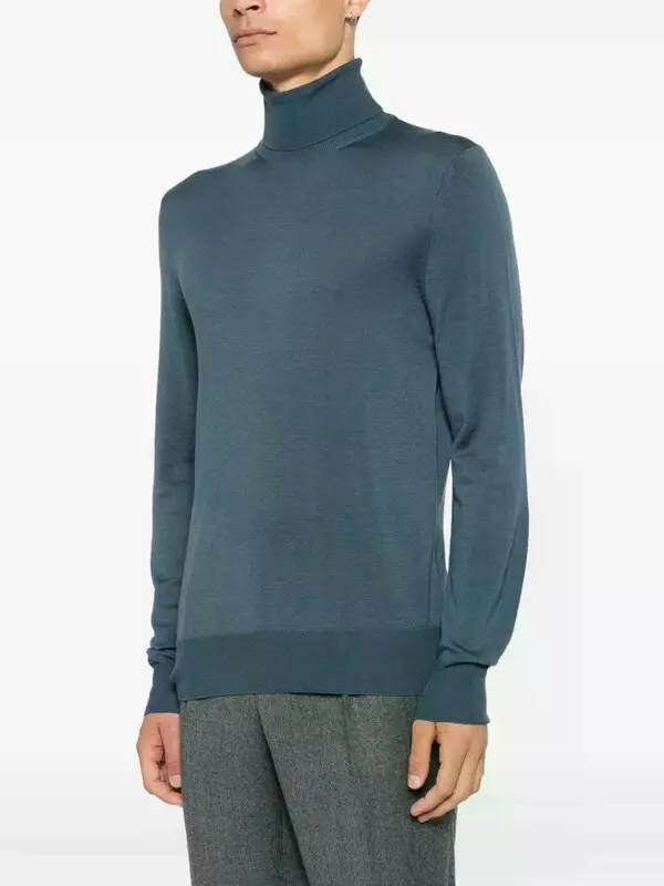 Canali Roll-neck Long-sleeve Sweater - Blue