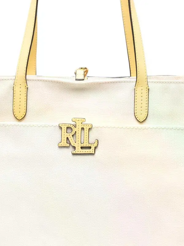 Ralph Lauren Large Canvas Tote Bag With Logo Plaque - Neutrals