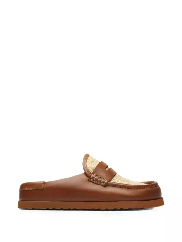 BIRKENSTOCK Naples Calf Leather-panelled Canvas Sandals - Brown