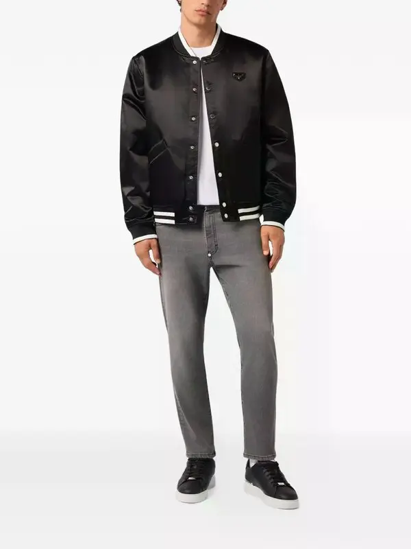Philipp Plein Satin College Bomber Logo Jacket