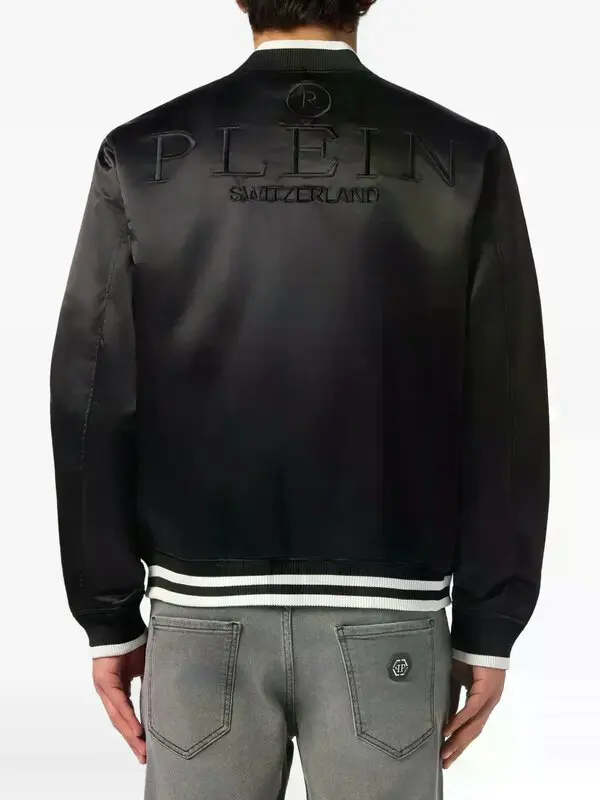 Philipp Plein Satin College Bomber Logo Jacket