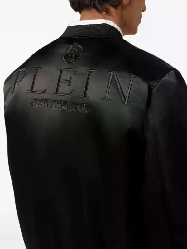 Philipp Plein Satin College Bomber Logo Jacket