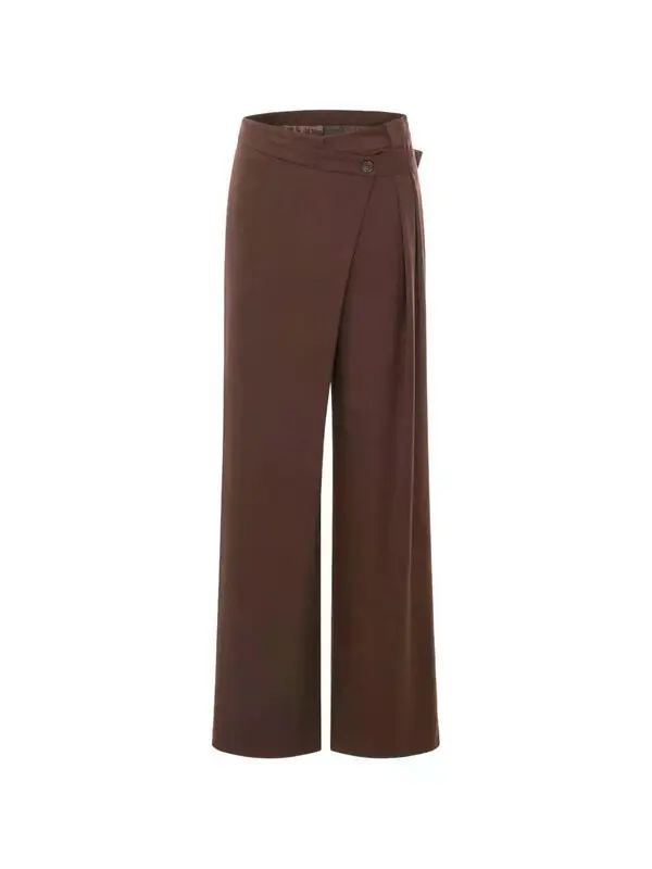 Pinko Asymmetric Waistband Pleated Trousers - Brown