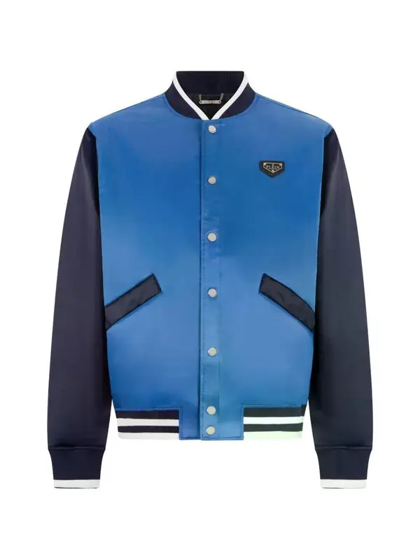 Philipp Plein Satin College Bomber Logo - Blue