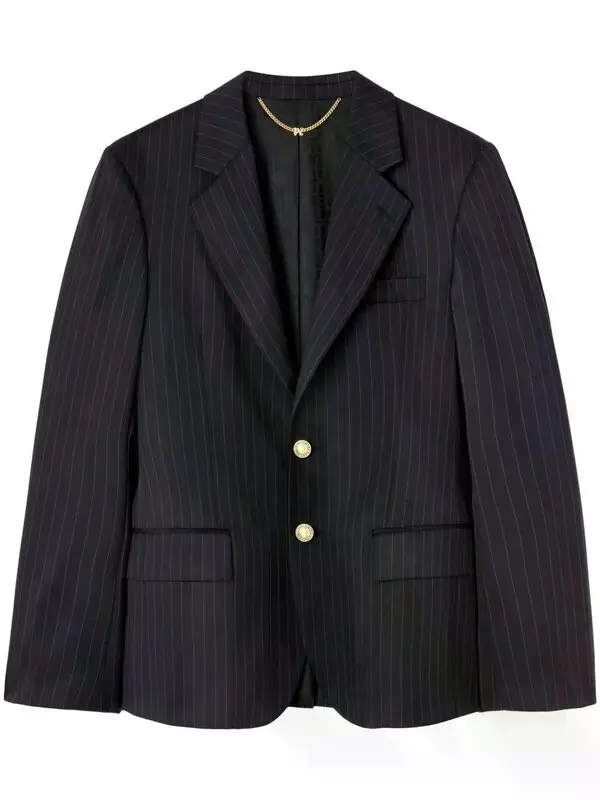 Palm Angels Pinstripe Wool Single-breasted Blazer - Blue