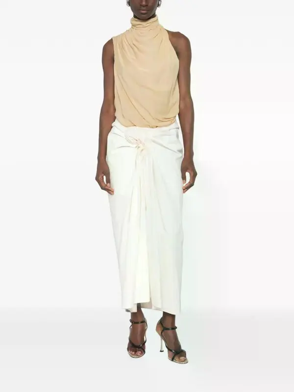 Magda Butrym Knot-detail Ruched Midi Skirt - Neutrals