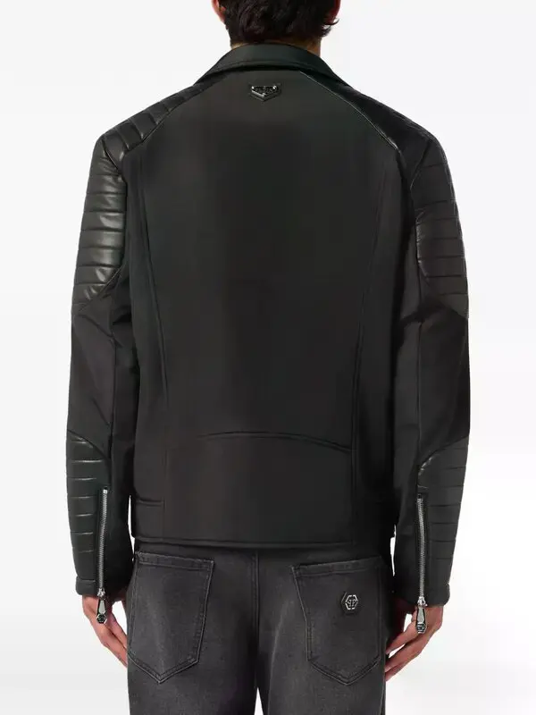 Philipp Plein Nylon Biker Jacket Eco-leather Inserts