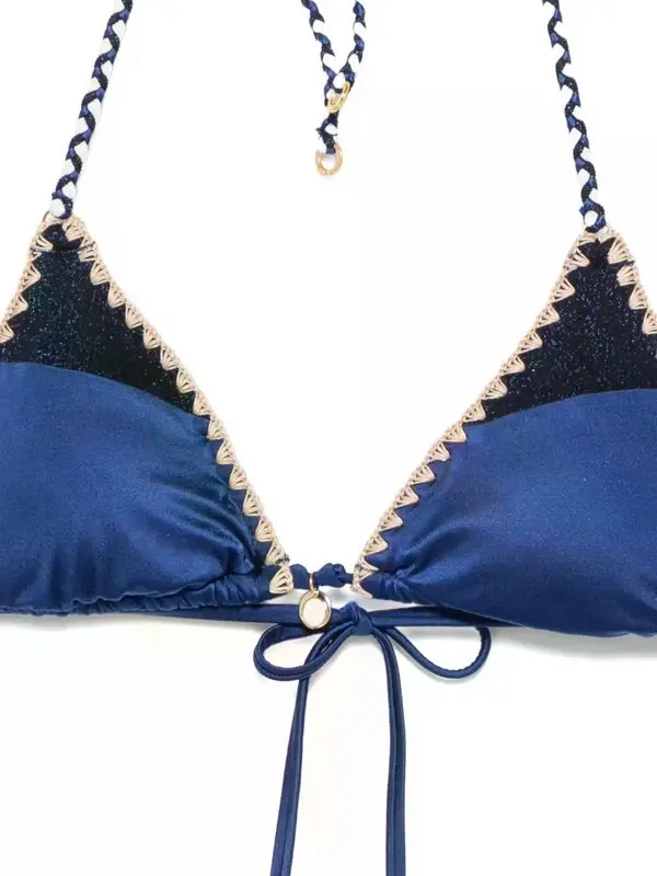 BANANA MOON Crochet-trimmed Glitter Detail Bikini Top