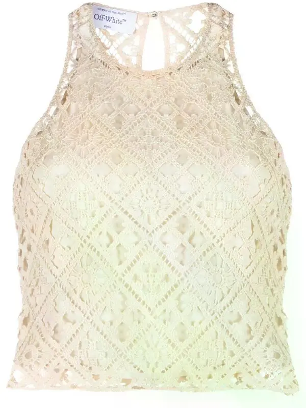 Off-White Crochet-knit Cropped Tank Ntop - Neutrals