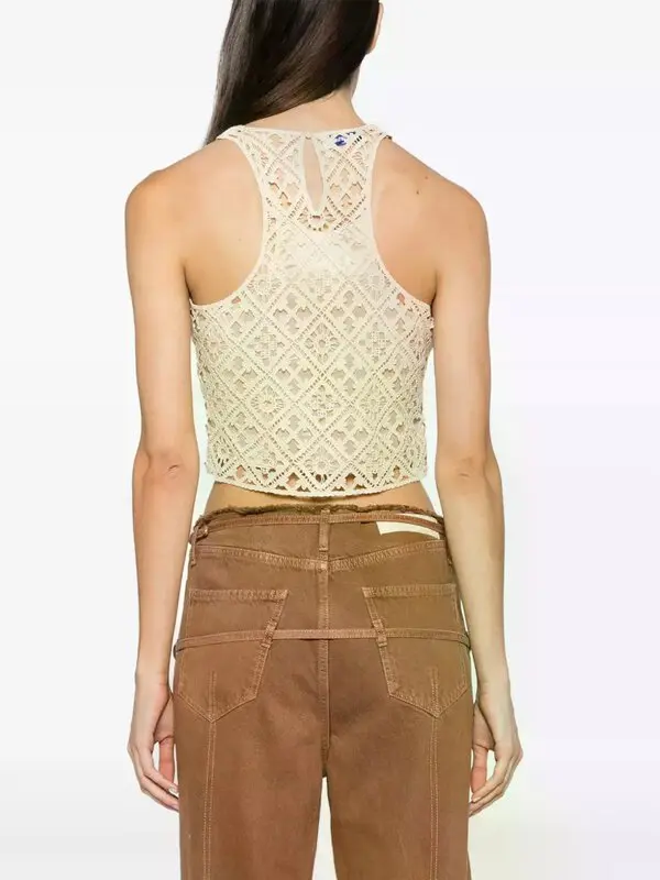 Off-White Crochet-knit Cropped Tank Ntop - Neutrals