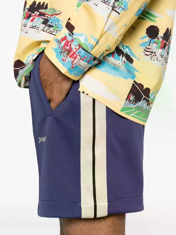 Palm Angels Logo-embroidered Track Shorts - Blue