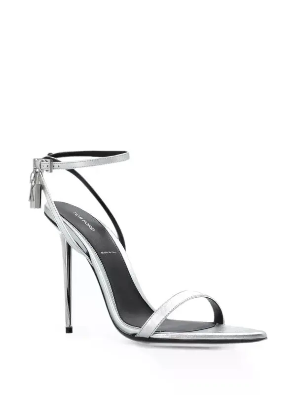 TOM FORD Padlock-embellished Metallic-effect Sandals - Silver