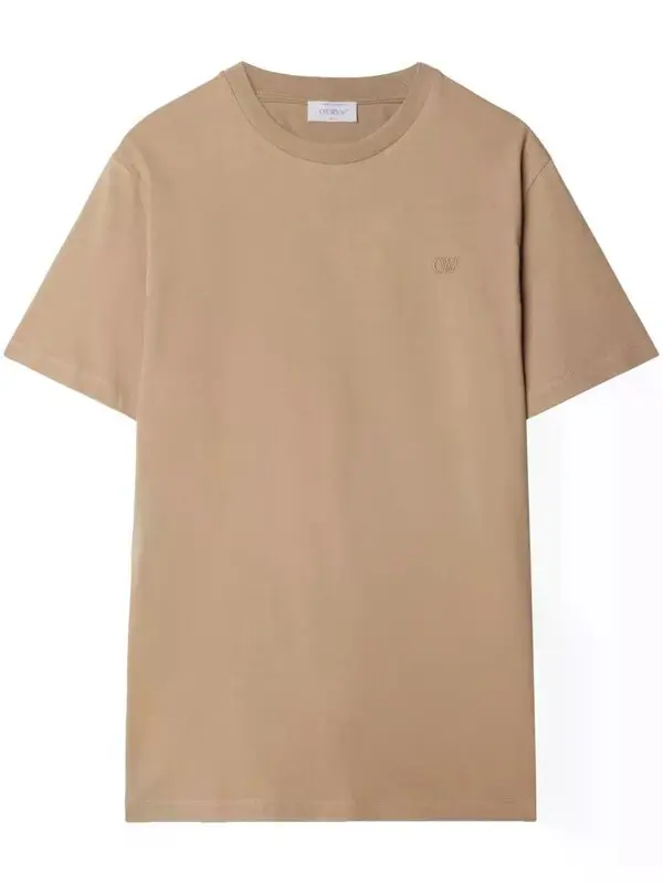 Off-White Logo-embroidered Short-sleeve T-shirt - Neutrals