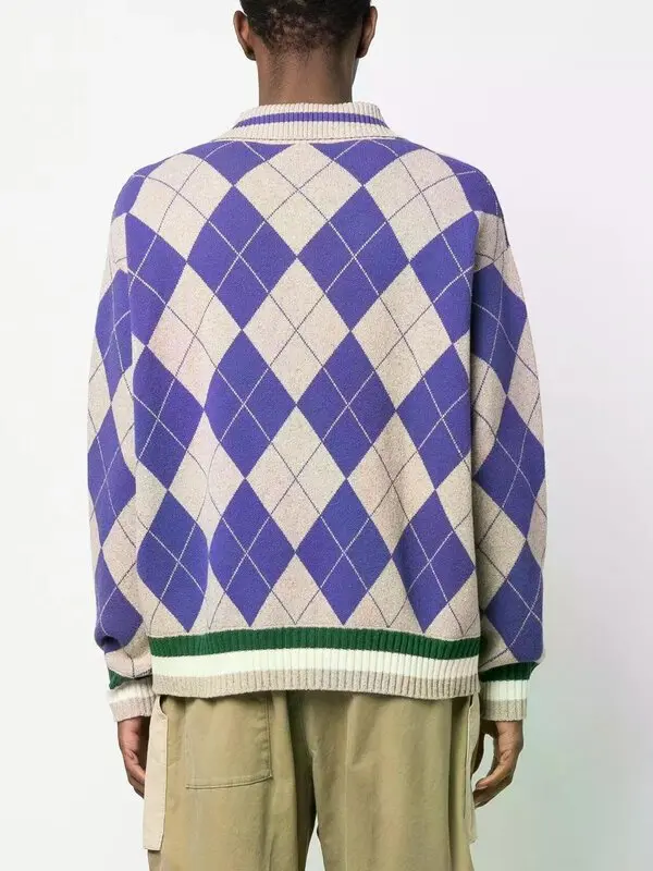 Dsquared2 Argyle Check Polo Collar Jumper