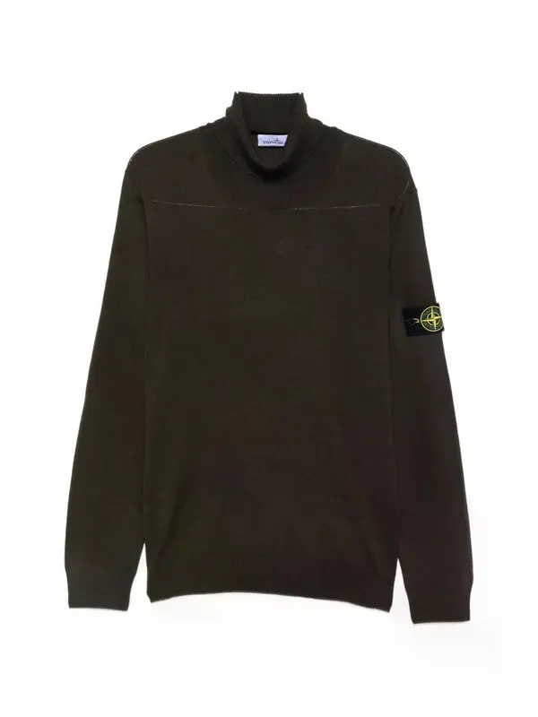 Stone Island Logo-patch Roll-neck Sweater - Brown