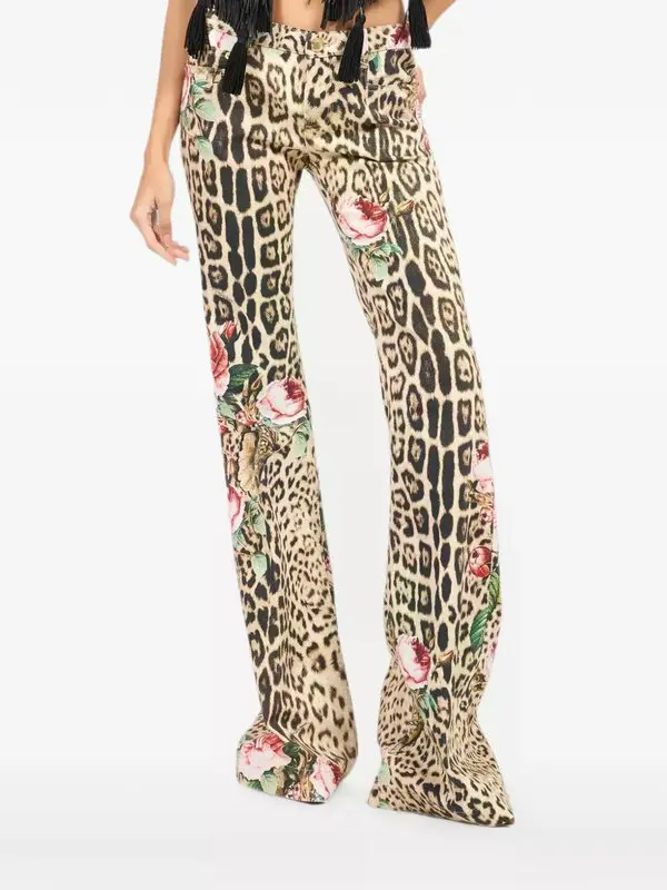Roberto Cavalli Jaguar-print Floral-print Trousers