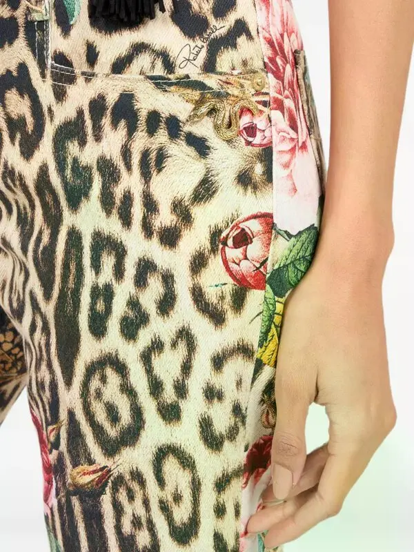 Roberto Cavalli Jaguar-print Floral-print Trousers