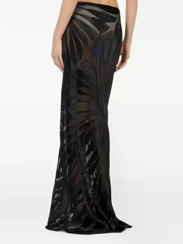 Roberto Cavalli Sheer Ray Print Maxi Skirt