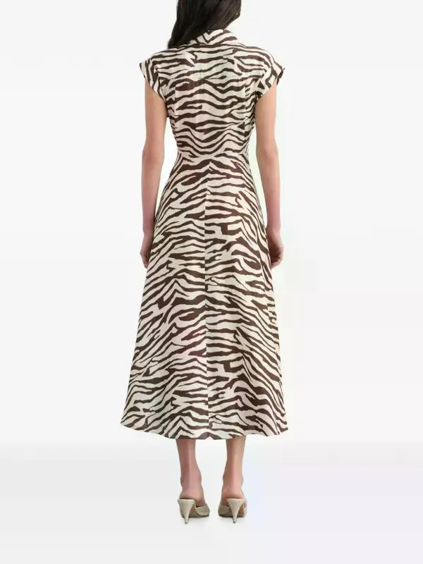 TOCCIN Serena Zebra-print Midi Dress - Neutrals