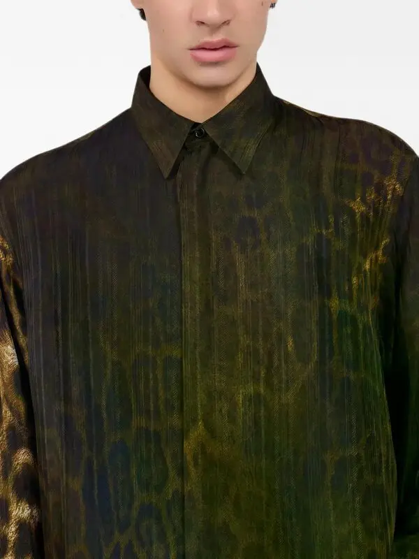 Roberto Cavalli Leopard-print Long-sleeve Shirt