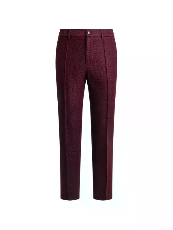 Etro Trousers In Mélange-effect Wool-blend Fabric - Red