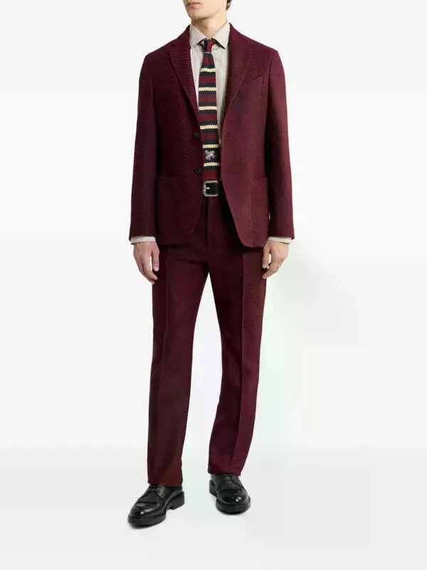 Etro Trousers In Mélange-effect Wool-blend Fabric