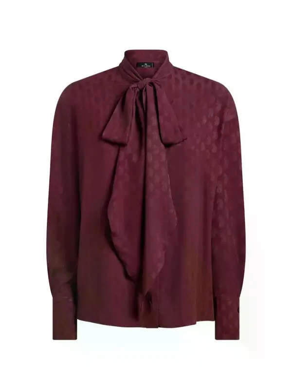 Etro Silk-blend Jacquard Shirt With Silk Scarf And Paisley Motif - Red