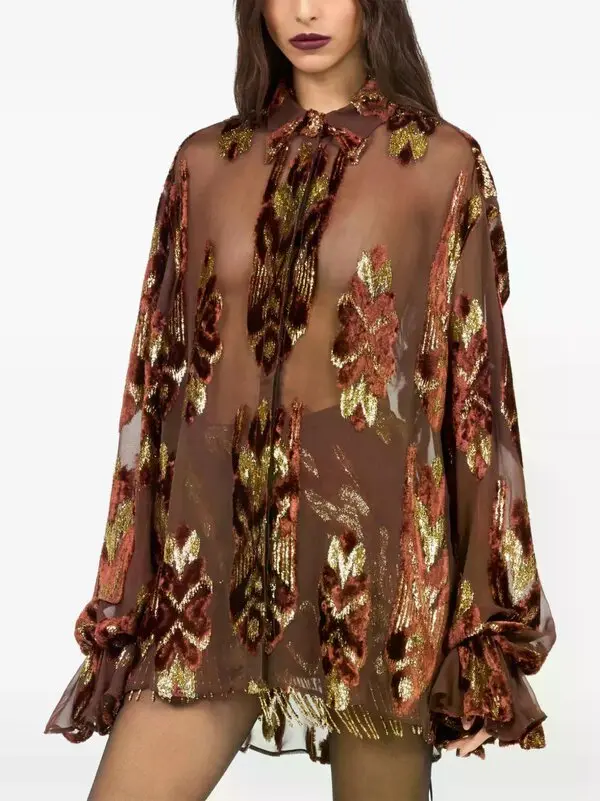 Roberto Cavalli Sheer Patterned Shirt