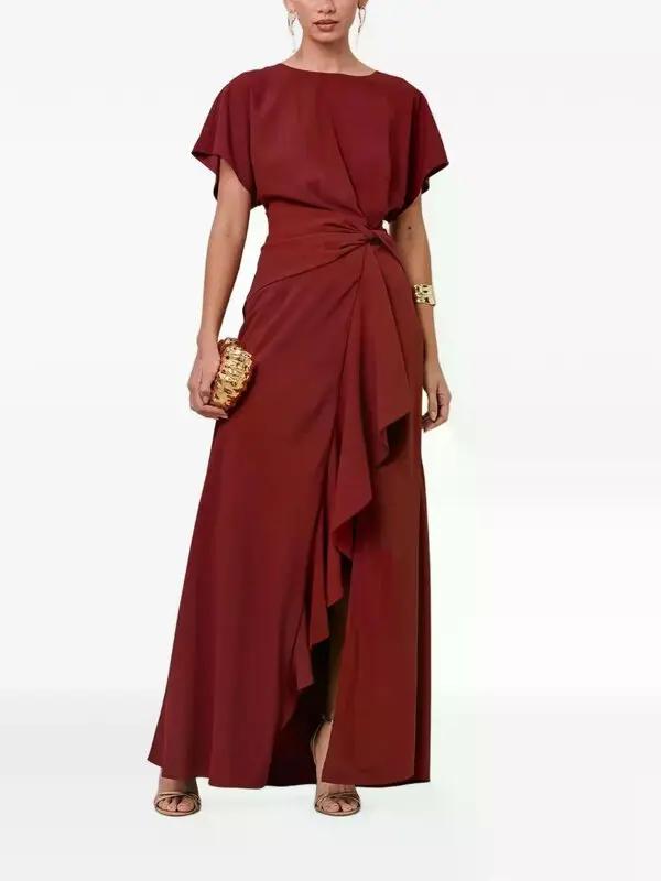 SAVEL Knot-detail Ruffled Maxi Dress