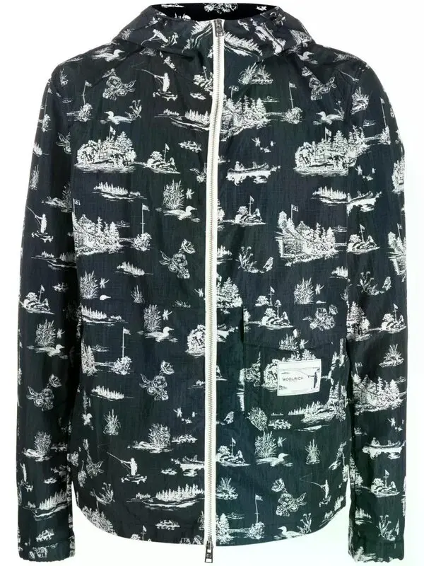 Woolrich Graphic Print Ripstop Windbreaker - Blue