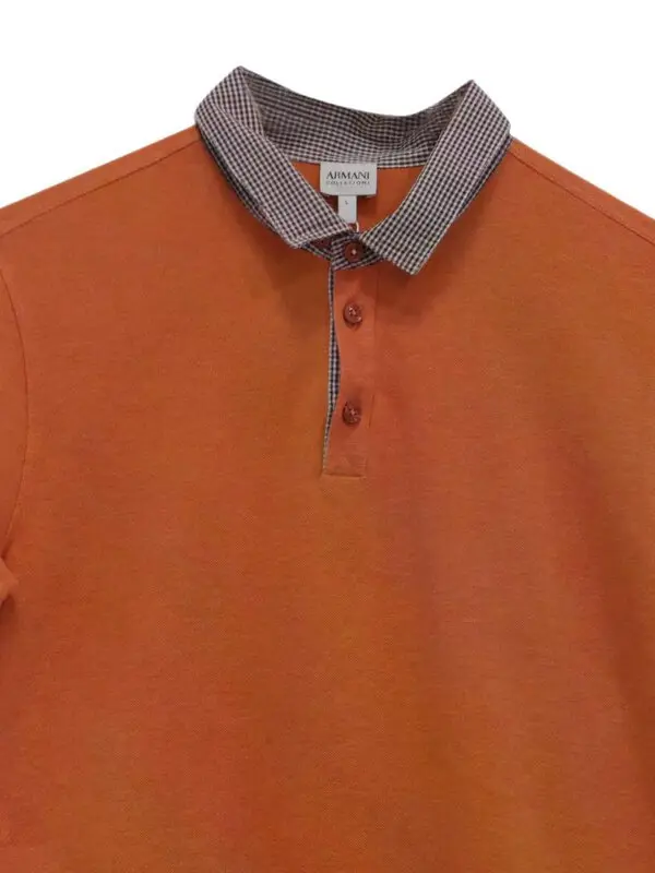 Giorgio Armani Checked-collar Polo Shirt - Orange