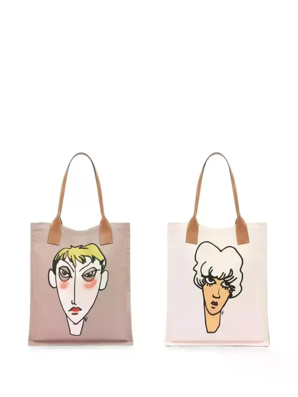 ODEEH Graphic-print Tote Bag - Neutrals