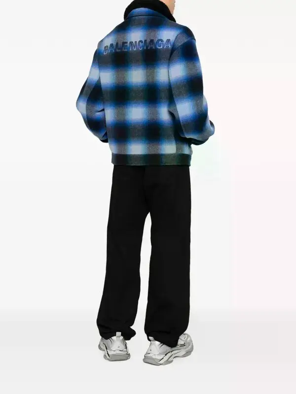 Balenciaga Check-pattern Shirt Jacket - Blue