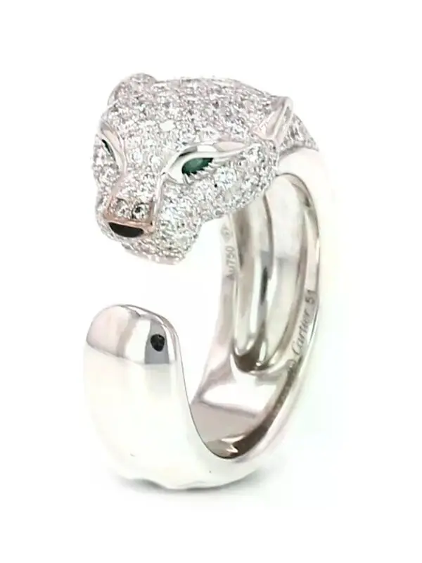 Cartier 2020s Panthère Diamond And Emerald Ring