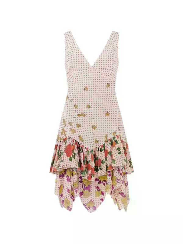 DONDE ESTEBAN Pajaritos Y Rosas Mini Dress - Neutrals