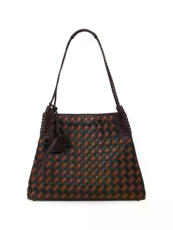 Etro Medium Libra Tote Bag In Woven Leather - Brown