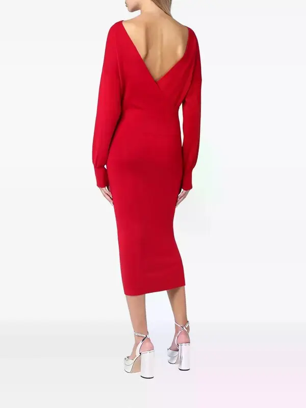 P.a.r.o.s.h Boat-neck Long-sleeve Midi Dress