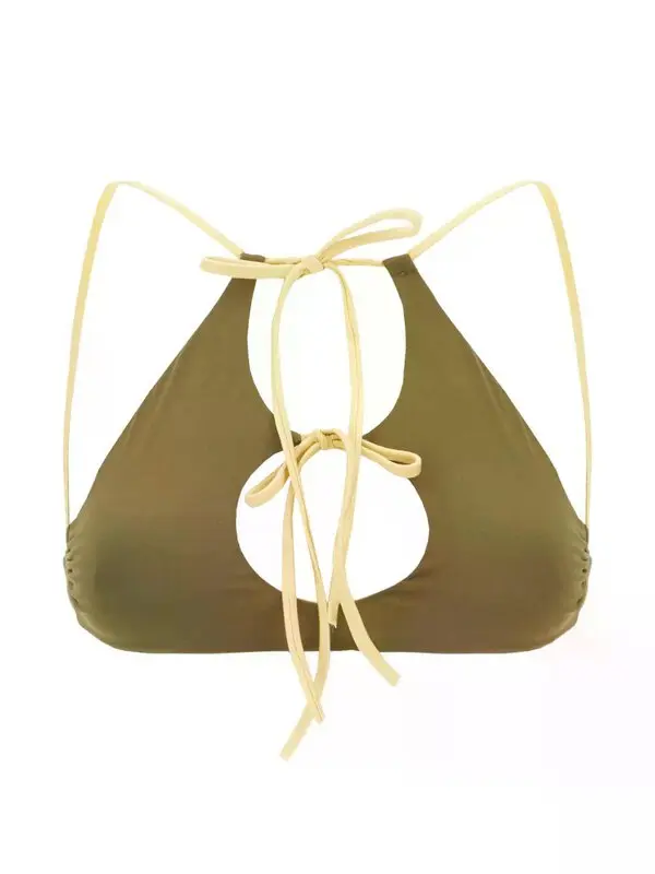 MAISON ANAMI Reversible Cut-out Bikini Top - Green