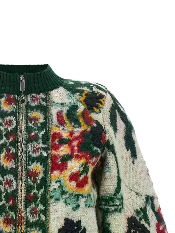 Sacai Floral-jacquard Cropped Jacket