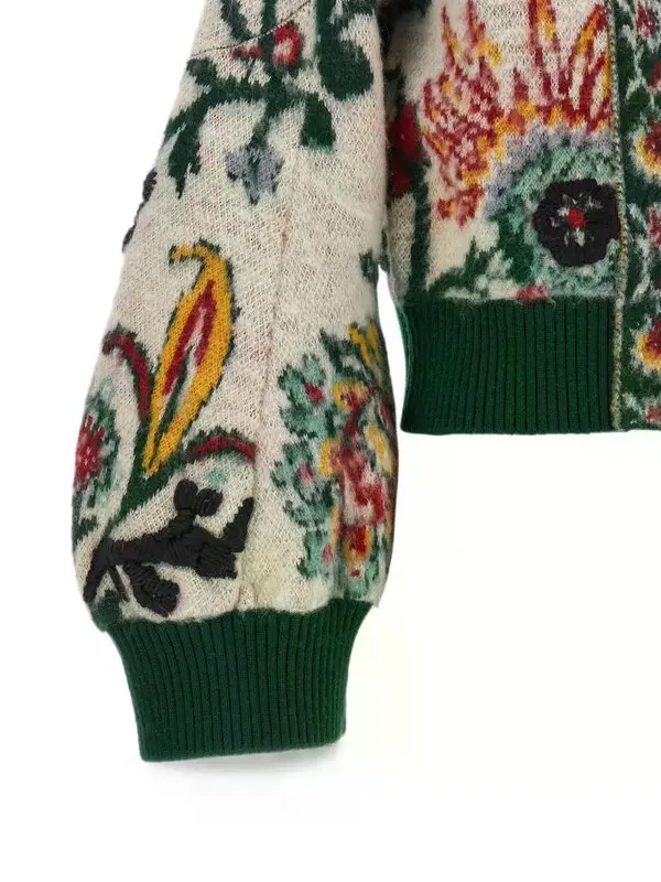 Sacai Floral-jacquard Cropped Jacket