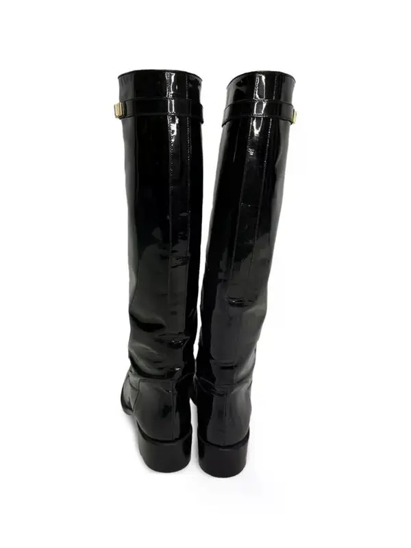 Fendi 2010s Buckle Detail Riding Boots - Black