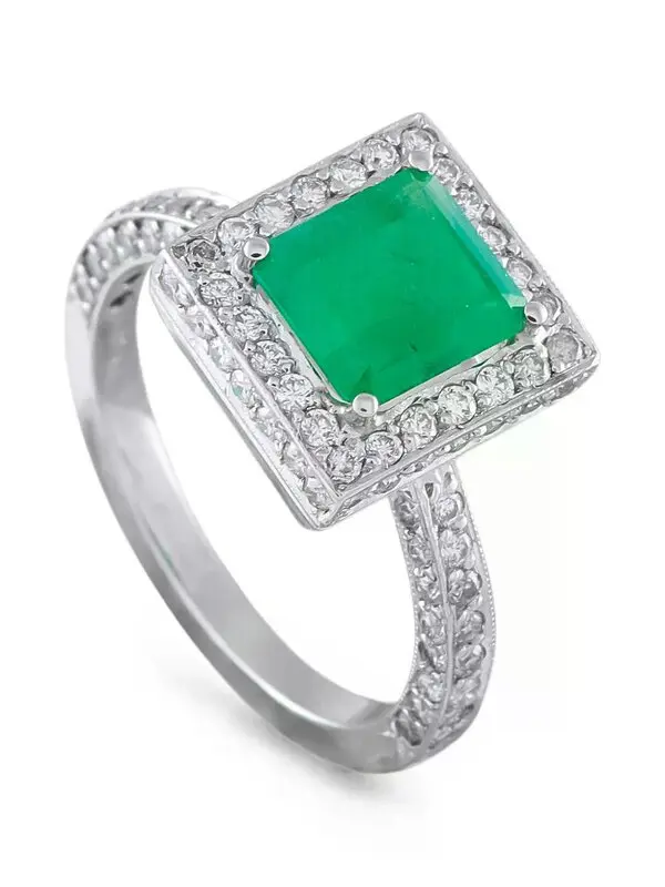 LB EXCLUSIVE Emerald And Diamond Ring - Silver