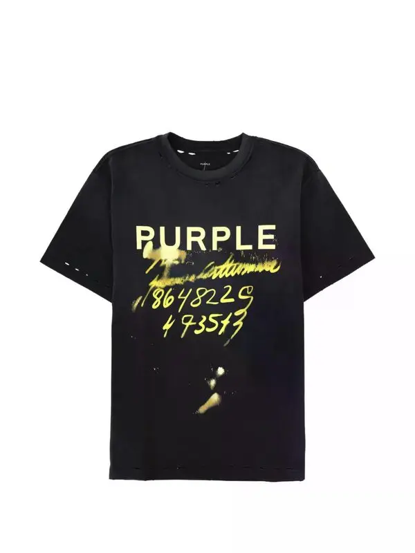PURPLE BRAND Distressed Logo-print T-shirt - Black