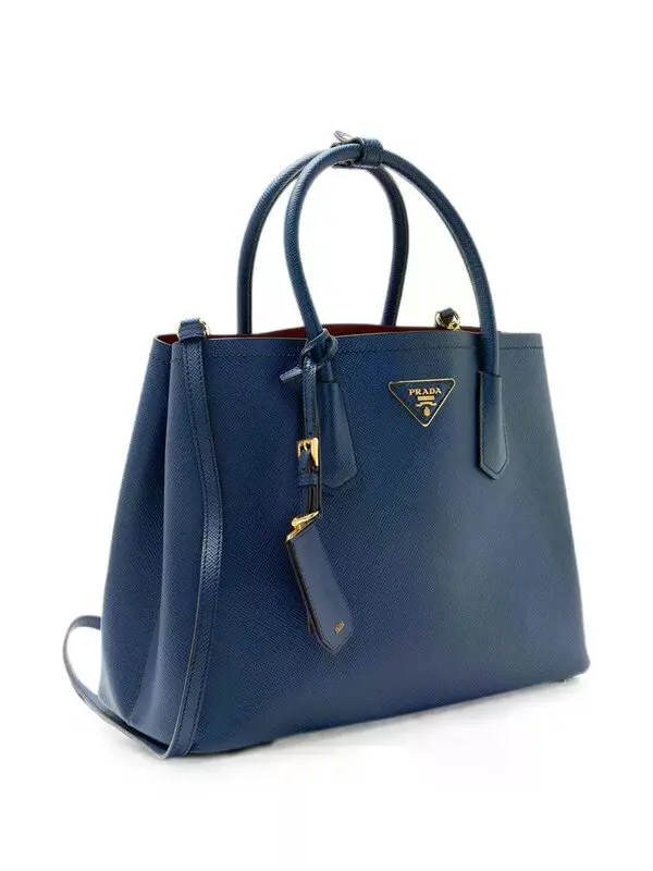 Prada Saffiano Cuir Double Tote Bag - Blue