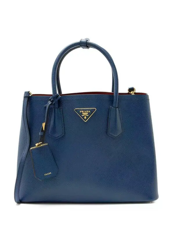 Prada Saffiano Cuir Double Tote Bag - Blue