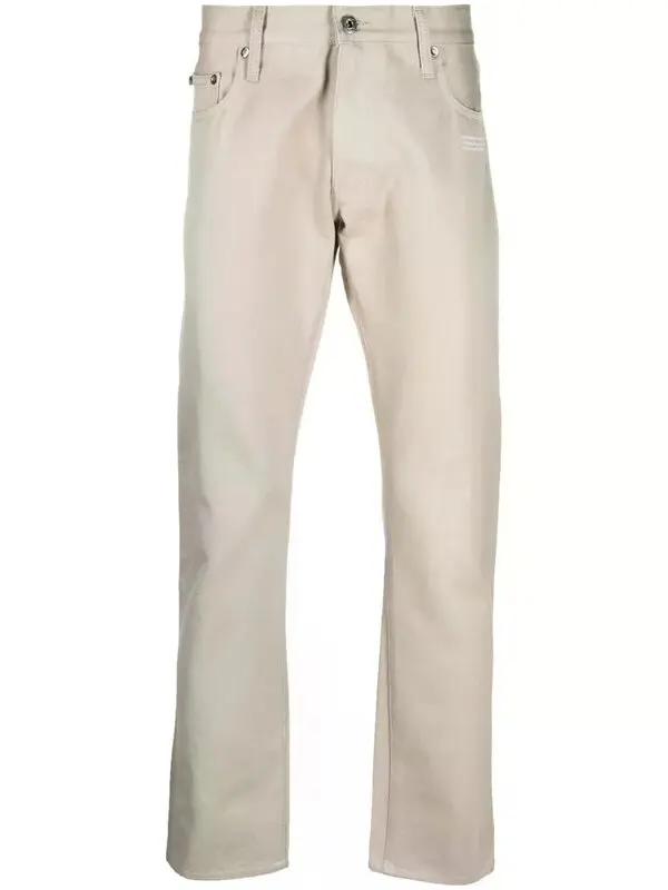 Off-White Logo-print Straight-leg Jeans - Neutrals